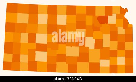 Map of Kansas with counties. Just a simple state border map with county ...