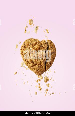 Flying heart shaped pink sweets on blue background. Valentines day ...