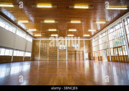 Empty sports hall for basketball, volleyball badminton and multi sport ...