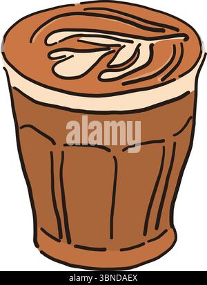 Sketched hand drawn coffee cup, hot tea drink. Tea cup symbol with stains of drinks. Vector ...