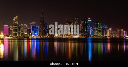 Beautiful Doha Skyline night view Stock Photo - Alamy