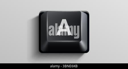 Black computer key on white background. Vector illustration Stock ...
