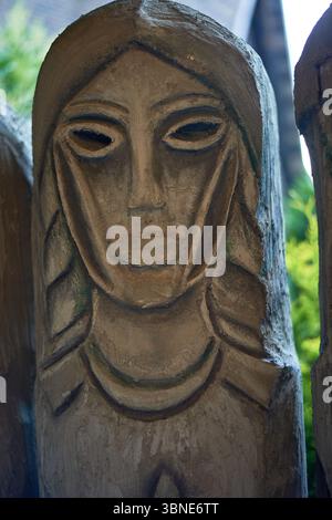 Columns of progenitors. Vikings. Stone sculptures. Gray Stock Photo - Alamy