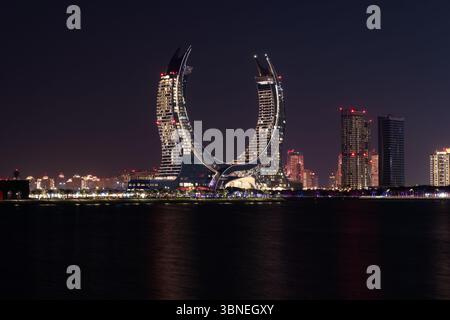 Doha, Lusail city, Qatar - February 1, 2025: Katara Hospitality Tower ...