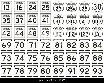 Collection of Route shields in different states of the US Stock Photo ...