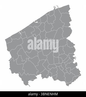 West Flanders province isolated on belgium map. Gray background ...