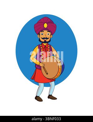 musical instrument drum dhol indian traditional Stock Vector Image ...