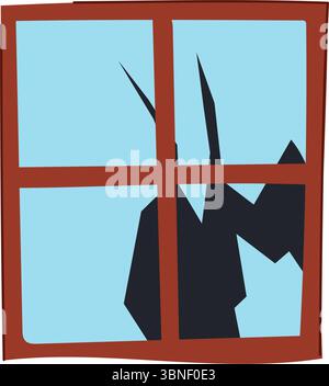 glazing broken wood windows cartoon vector illustration Stock Vector ...