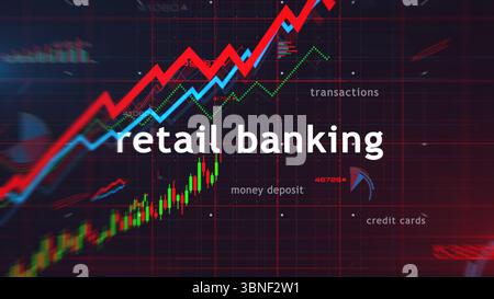 Retail banking and money business charts and graphs diagram concept 3d ...