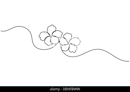 Hibiscus flower one line drawing in minimalist style isolated on white ...