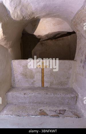 Interior in an underground crypt with an altar Stock Photo - Alamy