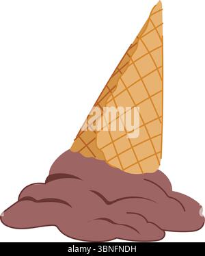 chocolate fallen ice cream cartoon vector illustration Stock Vector ...