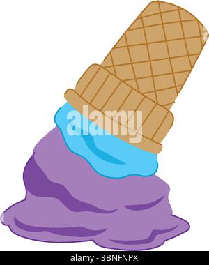 vanilla fallen ice cream cartoon vector illustration Stock Vector Image ...