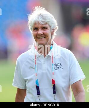 Switzerland head coach Pia Sundhage smiles ahead of the Women's Euro ...