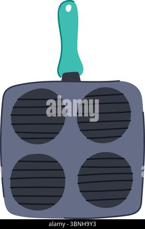 skillet mini pancake pan cartoon vector illustration Stock Vector Image ...