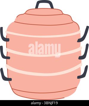 vegetables steamer pot cartoon vector illustration Stock Vector Image ...