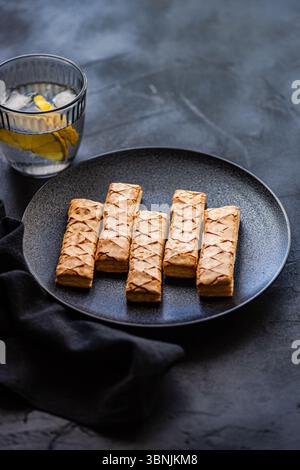 Puff pastry sticks with apricot jam Stock Photo - Alamy