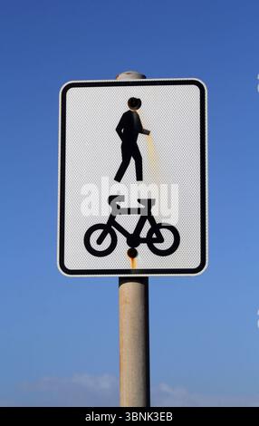 Shared Path sign against a blue sky in the UK Stock Photo - Alamy