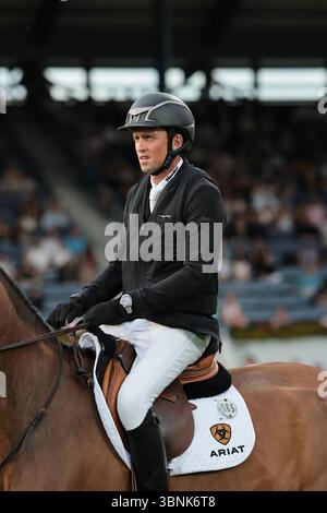 Trevor Breen, horse Highland President compete during the Longines ...