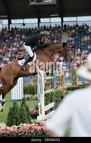 Trevor Breen, horse Highland President compete during the Longines ...