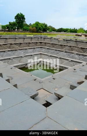 Pushkarani, stepwell, stepped water tank, Hampi, Karnataka, India, Asia ...