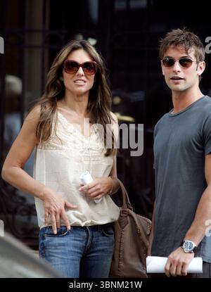 Liz Hurley and Chace Crawford on the set of Gossip Girl in New York ...