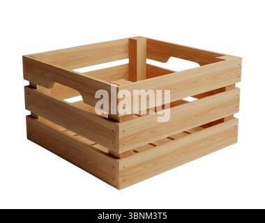 wooden crate minimalist 3D rendering in a soft and smooth renderer ...