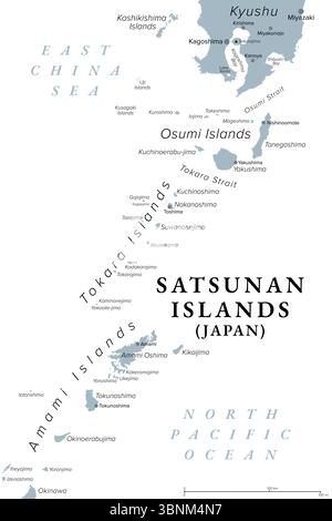 Osumi Islands, island group of Japan, political map. Archipelago and ...