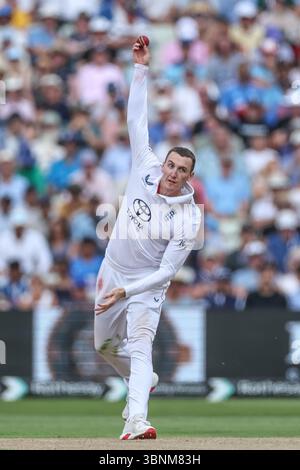 Harry Brook of England delivers the ball during the 2nd Rothesay Test ...