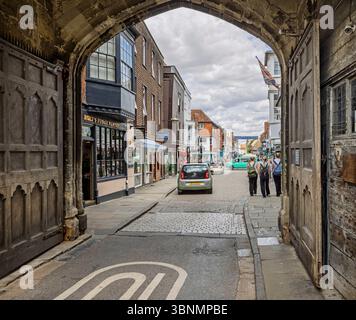 Street view of Salisbury city-a cathedral city in Wiltshire, England ...