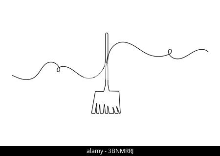 Minimal broom illustration in continuous one line drawing style with ...