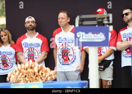 New York, USA. 03rd July, 2025. Miki Sudo attends the Nathan's Hot Dog ...