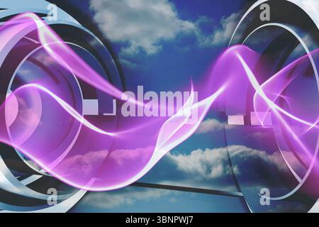 A purple and blue wave design on a dark gray background - copyspace ...