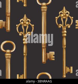 Classic hand-drawn seamless bronze brown floral lattice pattern for ...