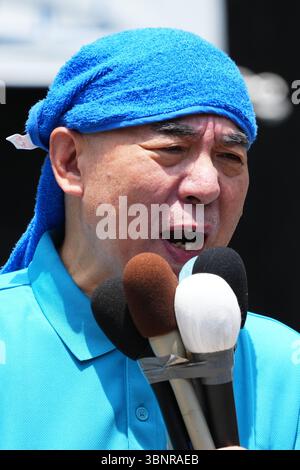 Naoki Hyakuta, Leader of Conservative Party of Japan (CPJ), speaks ...