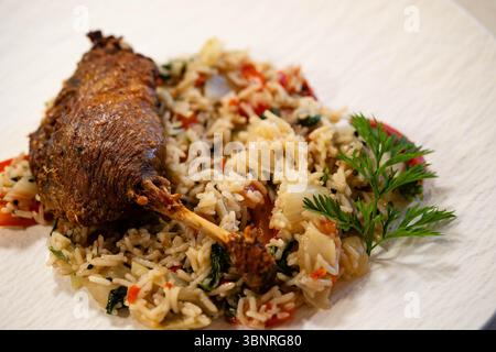 crispy roasted leg mad in an airfryer Stock Photo - Alamy