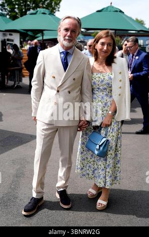 Marcus Wareing with his wife Jane on day nine of the 2025 Wimbledon ...