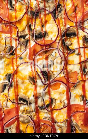 the macro composition of pizza for the menu. fresh ingredients are ...