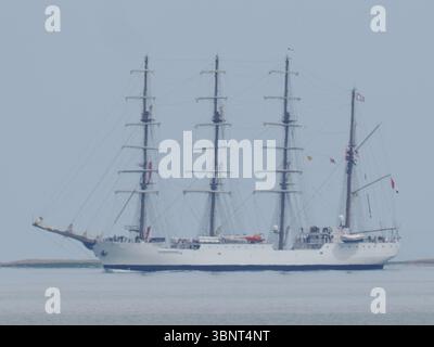 Peruvian Navy tall ship BAP Union at the start of the Sail Boston race ...