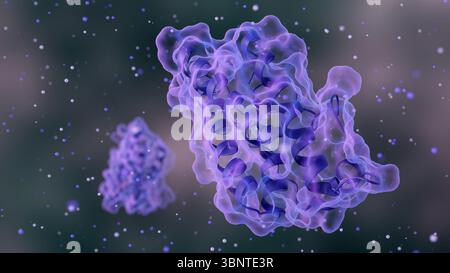 3D rendering of complex leptin protein molecular structures at a ...
