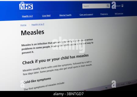 The NHS website with information about measles Stock Photo - Alamy