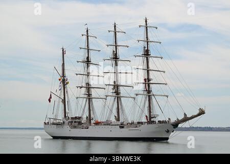 Peruvian Navy tall ship BAP Union at the start of the Sail Boston race ...