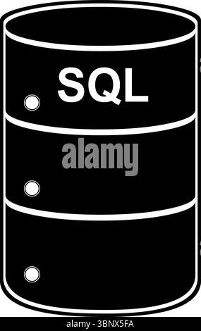 Computer with document and database black and white vector illustration ...