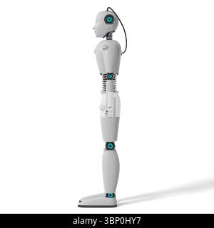 Single humanoid robot - side view - 3D illustration Stock Photo - Alamy