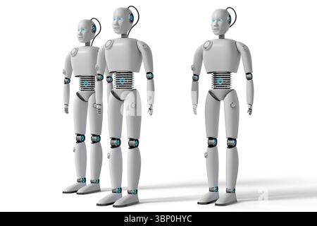 Three humanoid robots - 3D illustration Stock Photo - Alamy