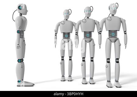 Four humanoid robots - 3D illustration Stock Photo - Alamy