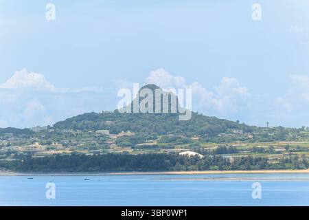 Scenery of Mount Gusuku, aka Tatchu, on the island of Iejima, Okinawa ...