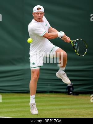 Rhys Lawlor during his Boys’ Singles match against Maxwell Exsted on ...