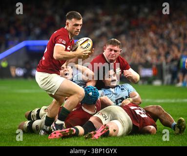 Ben White of the British & Irish Lions runs to score a try during the ...