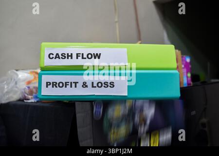 Folders with the label income and Profit - loss. Business management ...